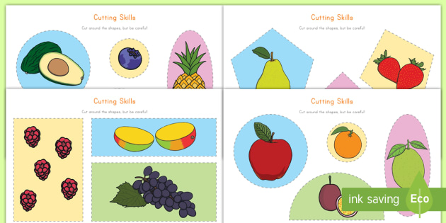 Fruit Themed Cutting Skills Activity (teacher made) - Twinkl