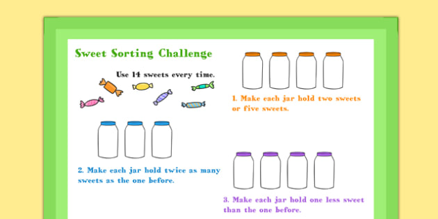 A4 Sweet Sorting Maths Challenge Poster (teacher made)