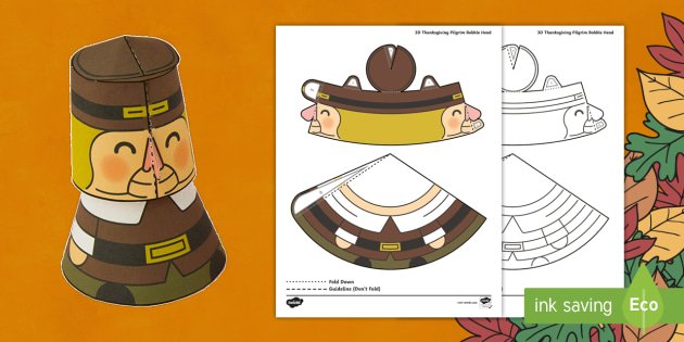 Thanksgiving 3D Pilgrim Paper Craft - Thanksgiving Activity, Art, Craft