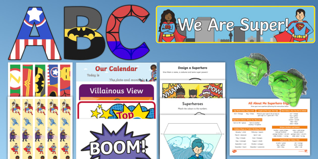 Super Hero Theme Back to School Resource Pack (teacher made)