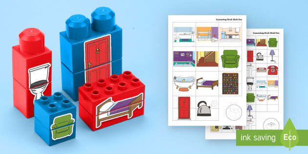 In My House Matching Connecting Bricks Game (teacher made)