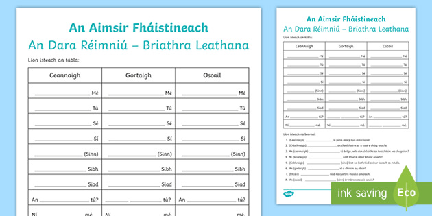 The Future Tense – An Aimsir Fháistineach – An Dara Réimniú – Briathra