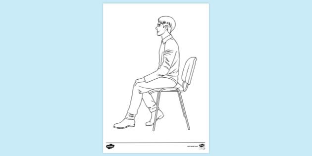 FREE! - Sitting on a Seat or Chair Colouring Sheets | Colouring Page
