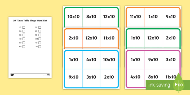 FREE! - Ten Times Table Bingo (teacher made)