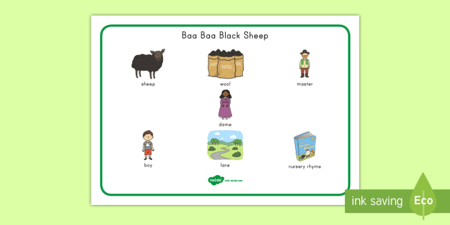 Baa Baa Black Sheep Word Mat (teacher made)