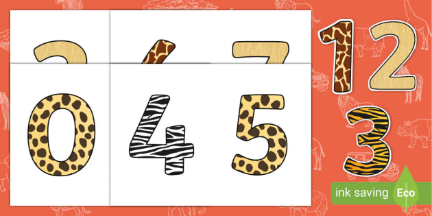 Zebra Print Numbers Clipart
