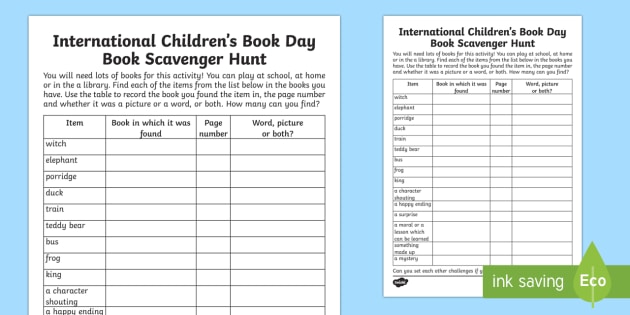 International Children's Book Day Scavenger Hunt