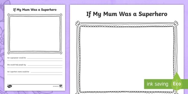 If My Mum Was a Superhero Writing Worksheet
