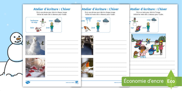 Atelier d'écriture sur l'hiver (teacher made)