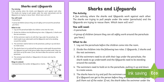 KS1 Sharks and Lifeguards Activity (teacher made)