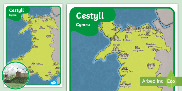 Map Cestyll yng Nghymru (Teacher-Made) - Twinkl