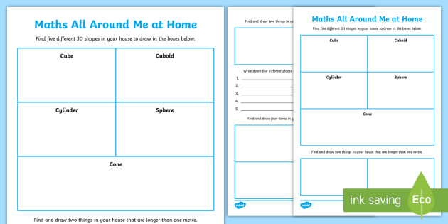 Maths All Around Me 1st/2nd Class Home Worksheet