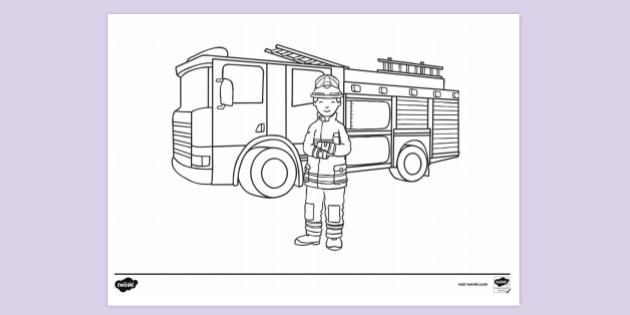 Children Colouring Page Fire Truck | Colouring Sheets