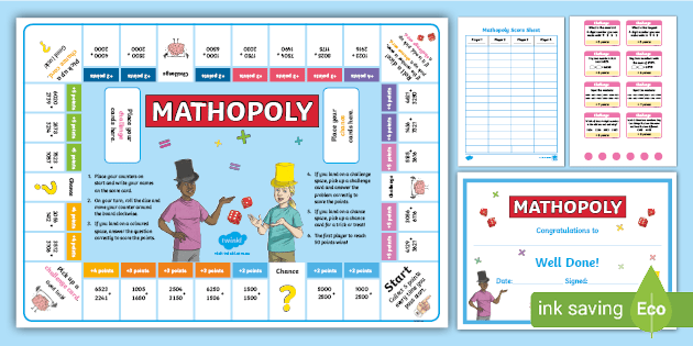 4-Digit Addition Mathopoly Board Game | Years 5&6 Maths