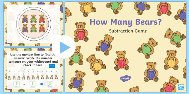 How Many Bears? Subtraction PowerPoint Game (teacher made)