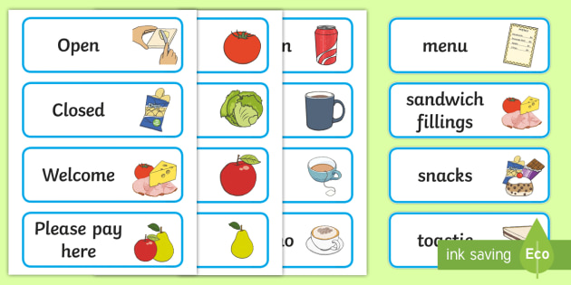 Sandwich Shop Role Play Labels-sandwich shop, role play, labels, role play