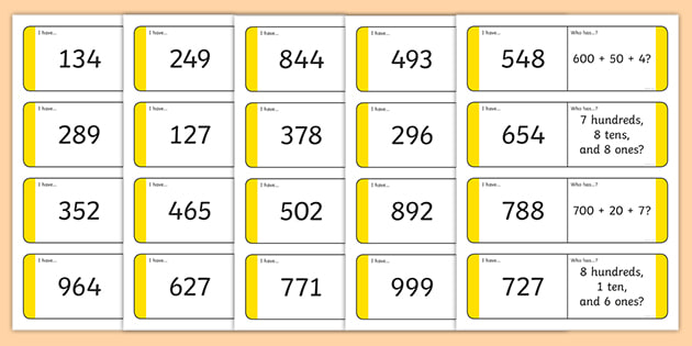 Place Value Loop Cards 3 Digits