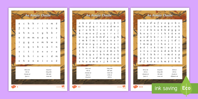 The Past Tense (An Aimsir Chaite) Differentiated Word Search Gaeilge