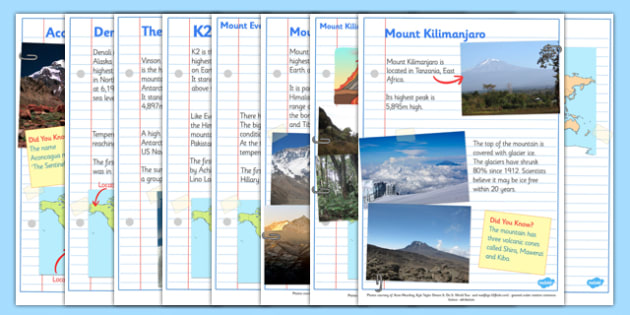 Mountains of the World Fact Sheets - mountains, mountains of the world