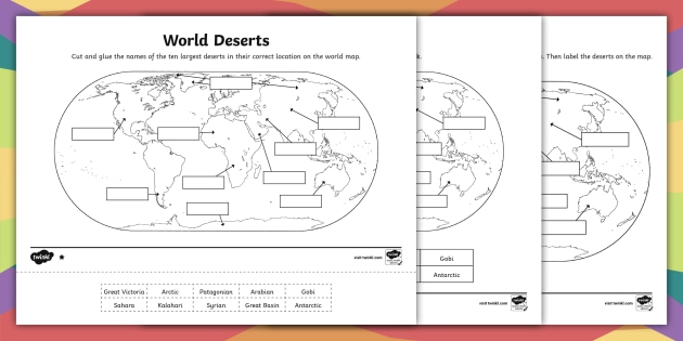 World Deserts Map Labeling Differentiated Activity
