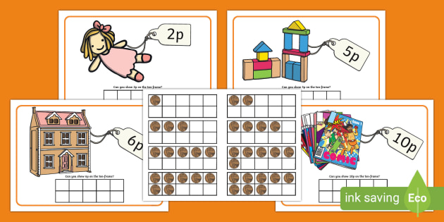 Toy Shop Themed Counting Pennies to 10 Matching Game