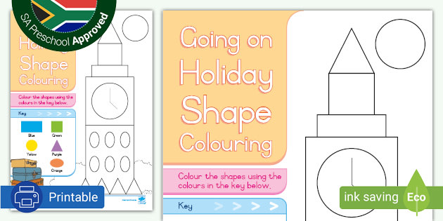 Going on Holiday Shape Colouring Activity (teacher made)