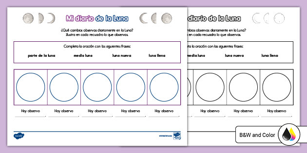 Hojas De Trabajo Sobre Las Fases Lunares