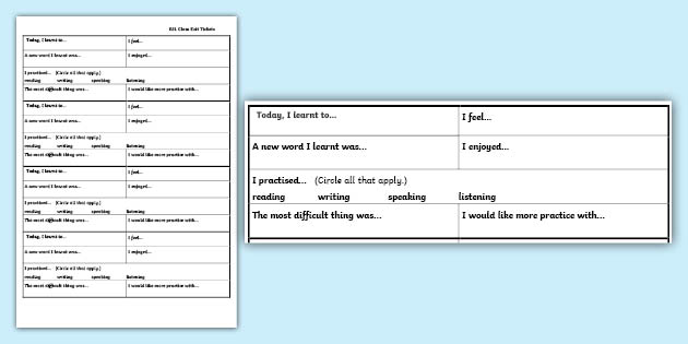 FREE! - ESL Class Exit Tickets (teacher made)