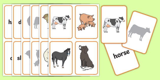 Farm Animal Shadow Matching Cards (teacher made)