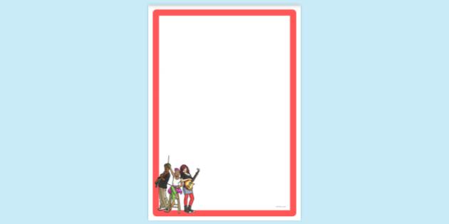 Simple Blank Kids Rock Band Page Border | Page Borders