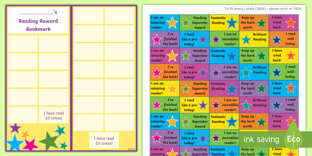 KS2 Star Themed Reading Sticker Reward Bookmarks