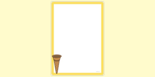 FREE! - Simple Blank Ice Cream Cone Page Border | Page Borders