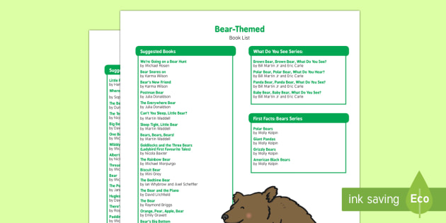Bear-Themed Book List