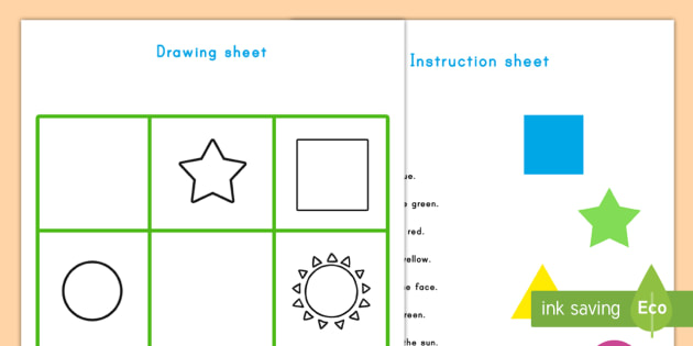 Listen and Do Auditory Memory Activity: Two Words (Shapes and Colors)