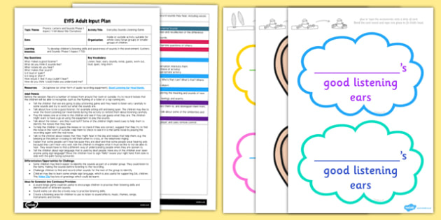 EYFS Everyday Sounds Listening Game Adult Input Plan and Resource Pack