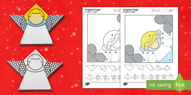 Simple Origami Christmas Angel Paper Craft English/Spanish