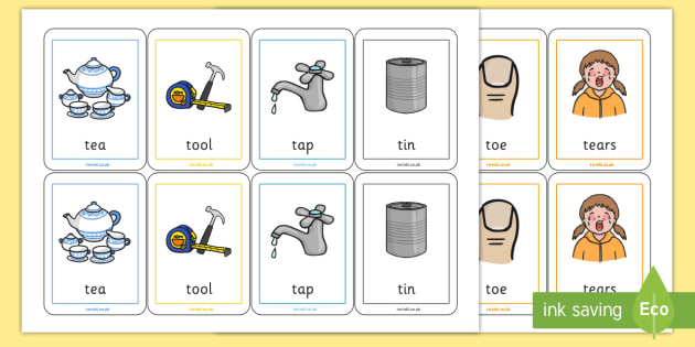 Initial t Sound Playing Cards (teacher made)