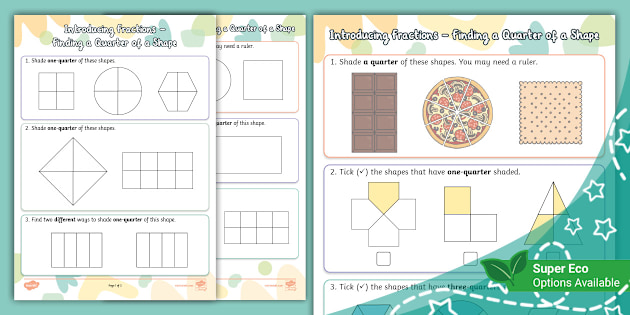 One Fourth Fraction Outline 👉 White Rose Complementing Y1 Fractions