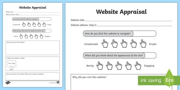 Website Appraisal Worksheet (teacher made)