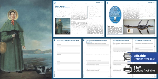 Mary Anning Abridged Reading Comprehension (teacher made)