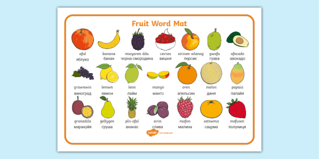 Cyfieithiad Wcreineg: Mat Geirfa Ffrwythau (teacher made)