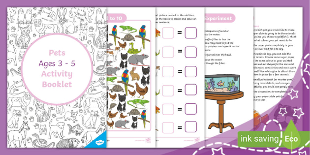 Pets Activity Booklet (Ages 3 - 5) (teacher made)