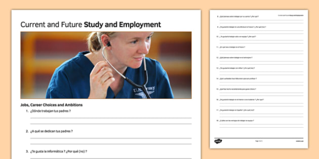 General Conversation Jobs Career Choices & Ambitions Question List Spanish