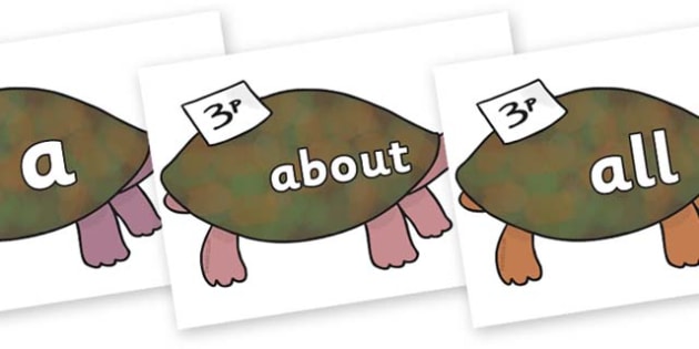 FREE! - 100 High Frequency Words on Turtle to Support Teaching on The Great