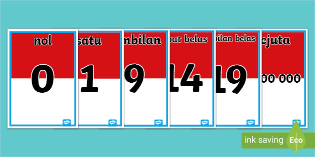 Numbers Posters Indonesian Flag (teacher made)