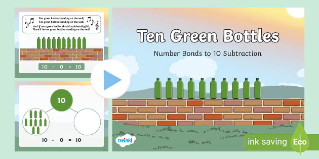 10 Green Bottles Number Facts of 10 Subtraction PowerPoint