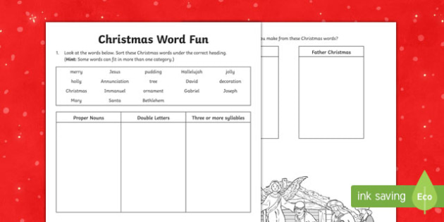 Christmas Word Fun Set 2 Worksheet / Worksheet-Australia