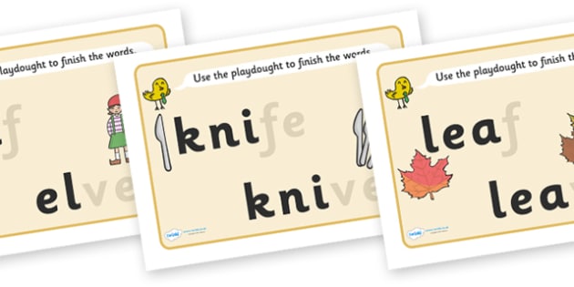 Irregular Plural ves For Words Ending "f" and "fe" Playdough Mats ...