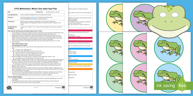EYFS Maths: Counting Frogs on a Lily Pad Whole Class Adult Input Plan and
