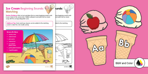 Ice Cream Beginning Sounds Sensory Bin Activity
